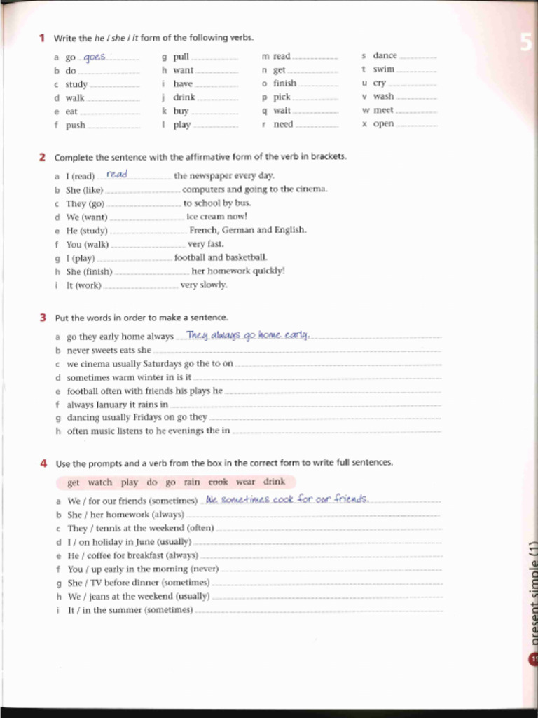 WORKSHEET - Present Simple | PDF