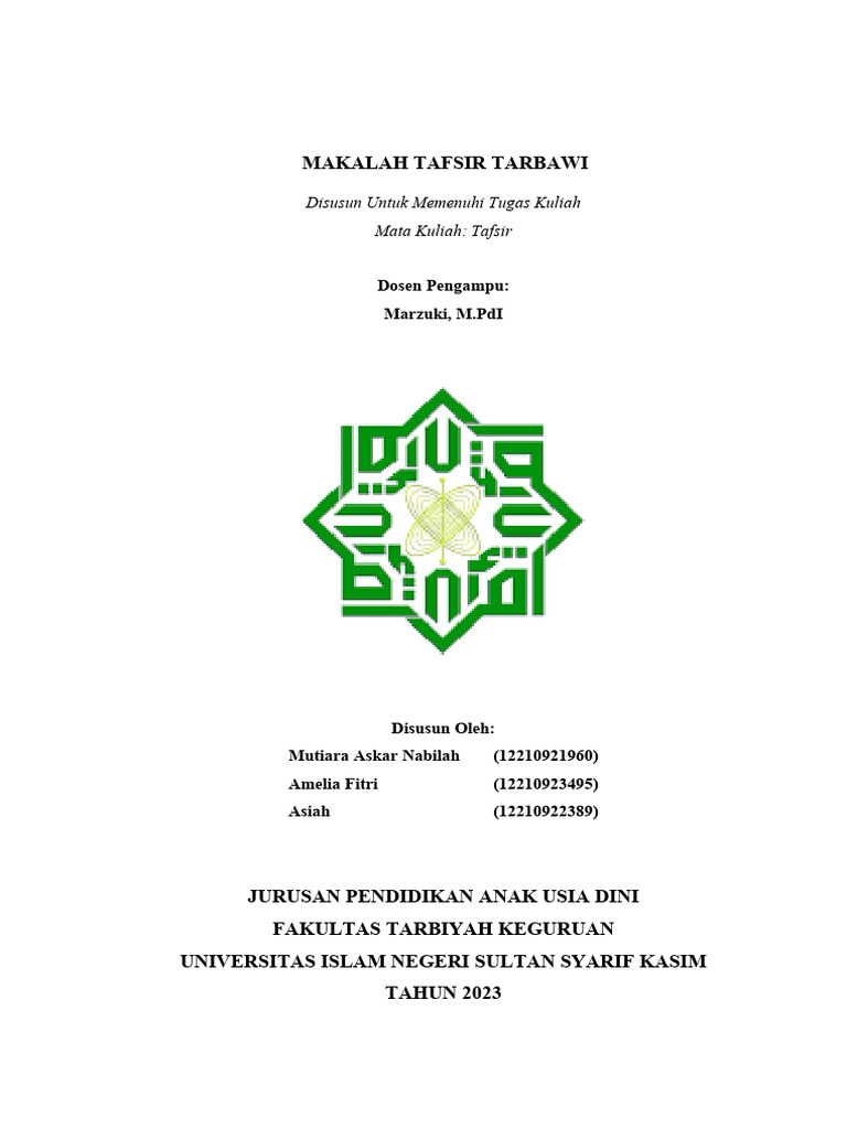 Makalah Tafsir Tarbawi Fiks | PDF