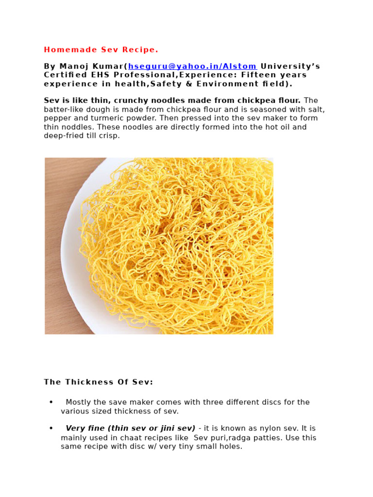 Homemade Sev Recipe. | PDF