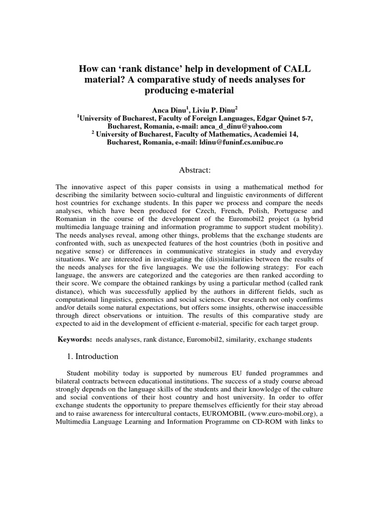 2006 Anca Dinu, Liviu P. Dinu, 2006. How Can Rank Distance' Help in ...
