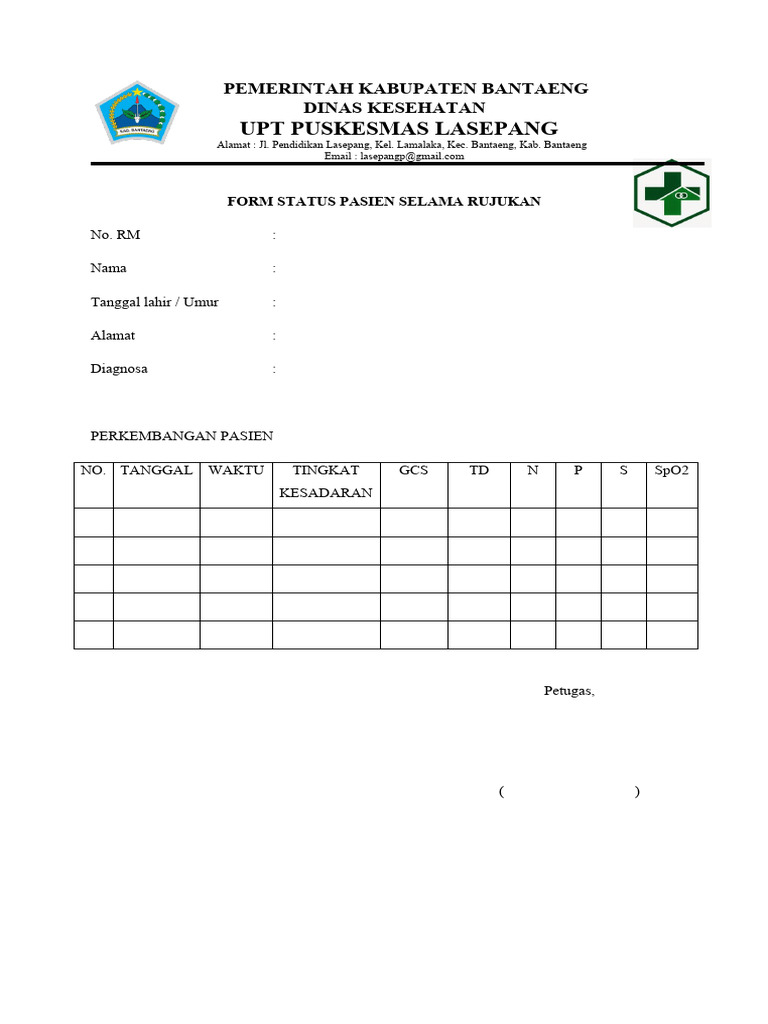 Form Ceklist Pasien Selama Rujukan | PDF