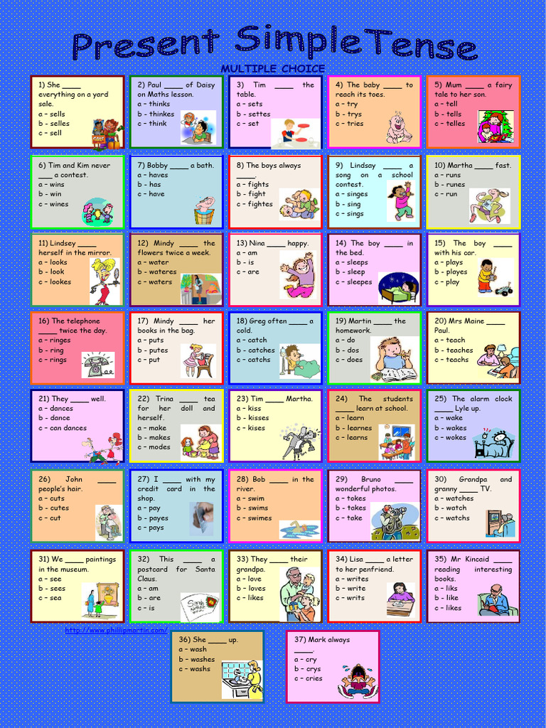 Present Simple Tense Multiple Choice Exercise With - 4917 | PDF