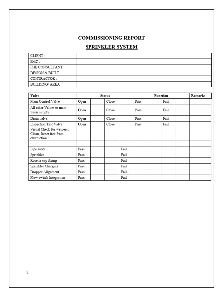 Missioning Report - Sprinkler System | PDF