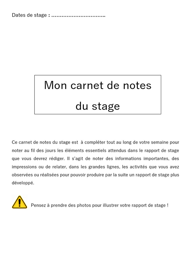 Carnet de Notes Pour Le Stage | PDF