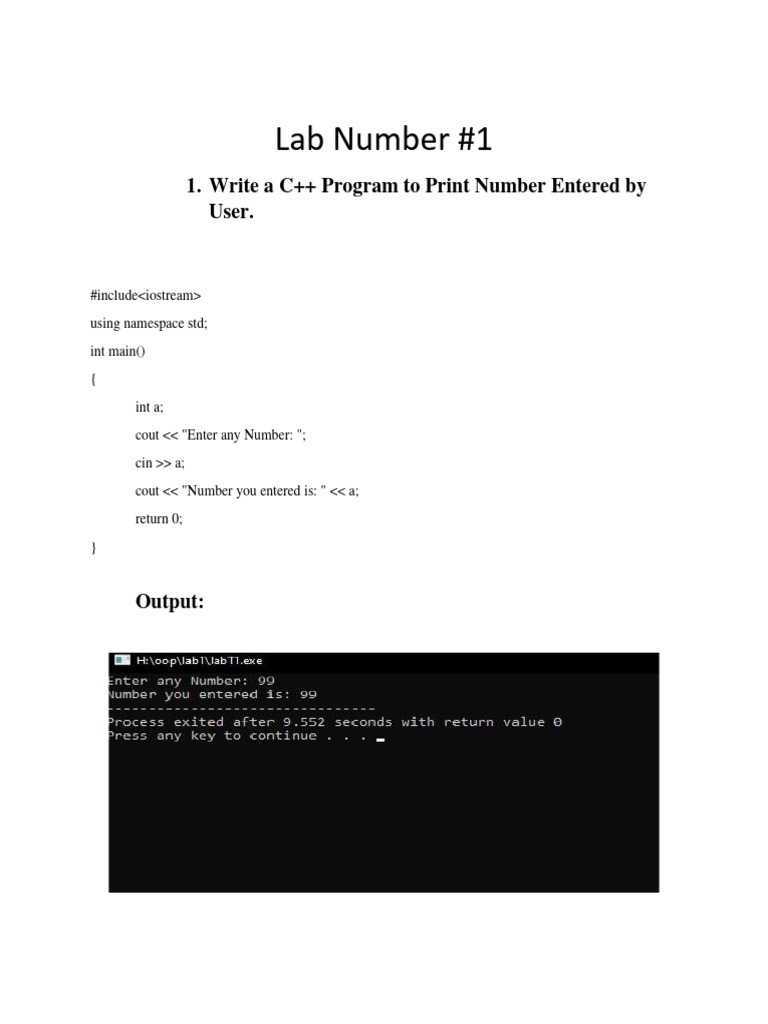 Object Oriented Programming Lab1 | PDF Object Oriented Programming Lab1 | PDF