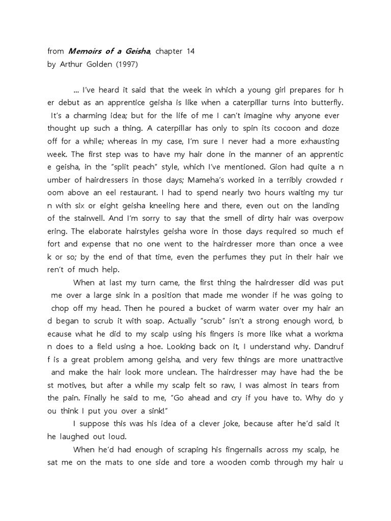 Memoirs of A Geisha Excerpt | PDF