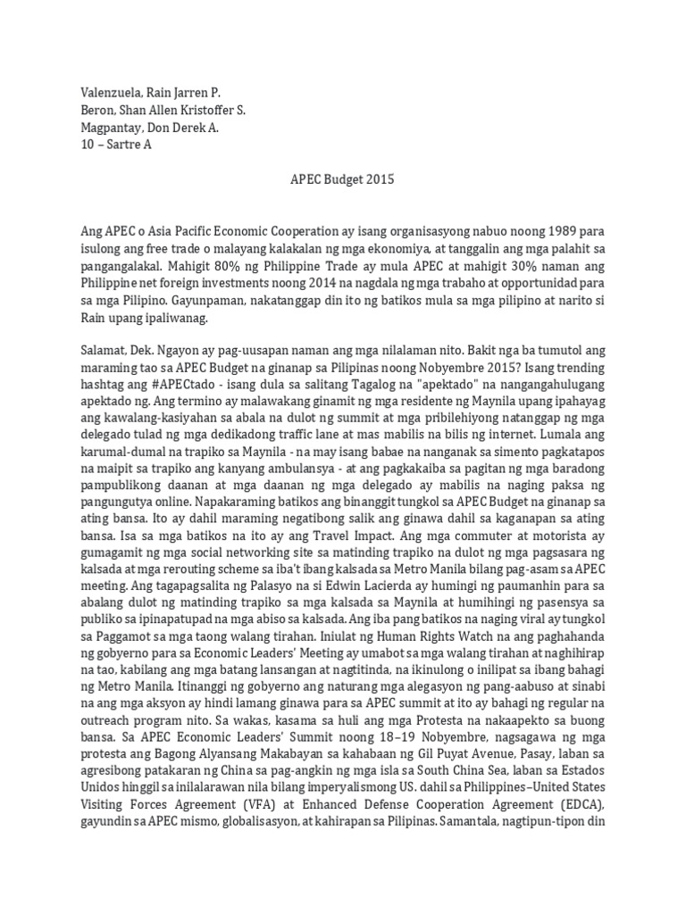 APEC Budget 2015 | PDF