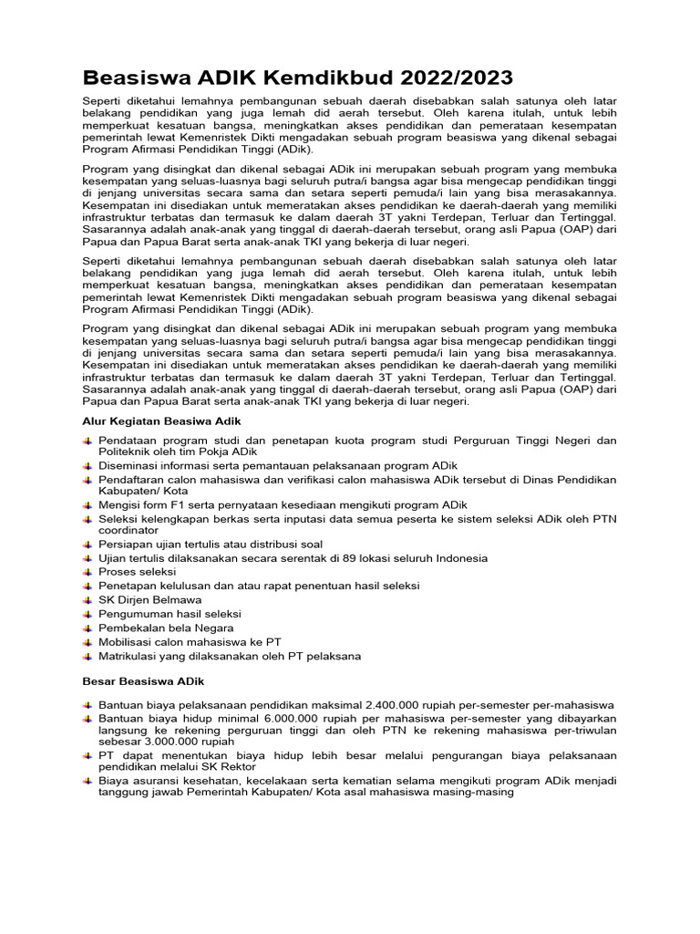Beasiswa Adik 2022 | PDF