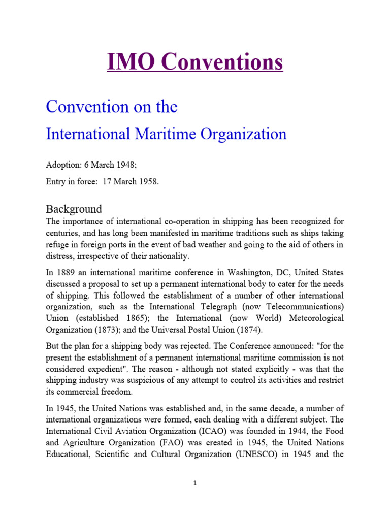 IMO Conventions January 2023 | PDF | Treaty | Shipping