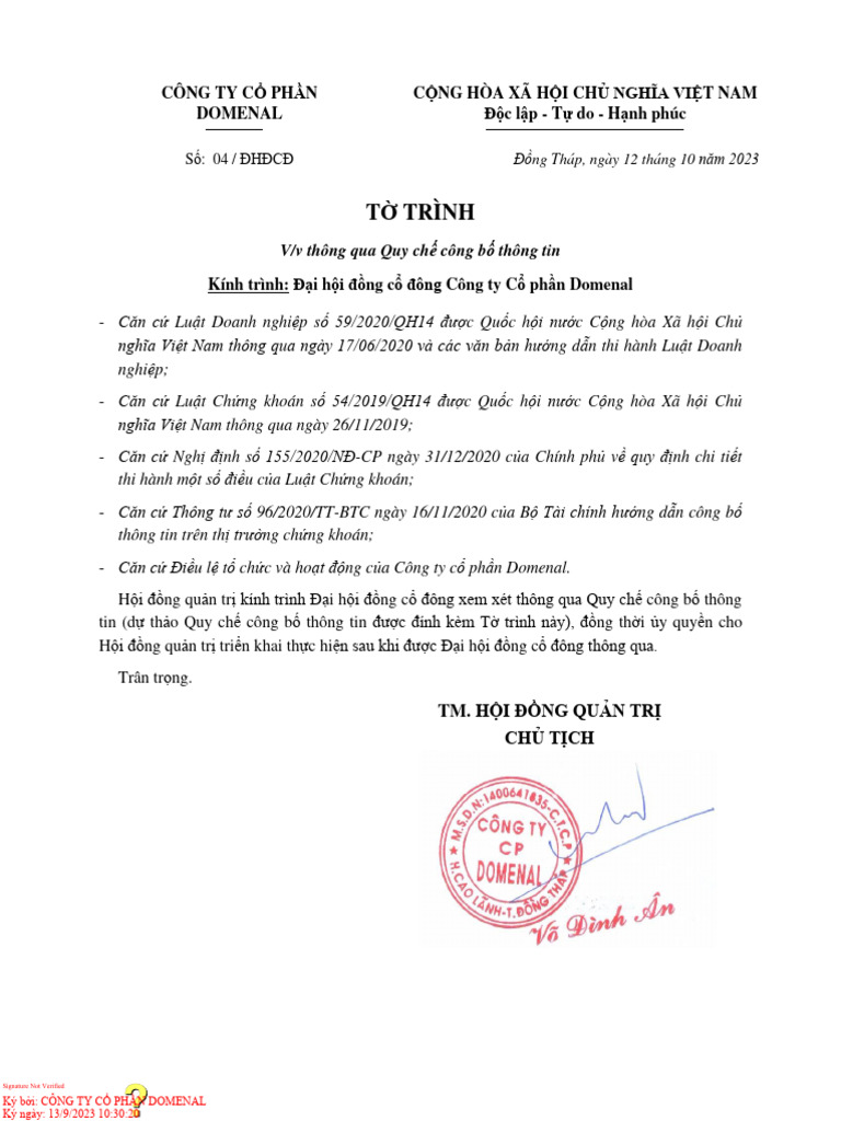 4 DMN 2023 9 13 3633bae 8 To Trinh Quy Che Cong Bo Thong Tin | PDF