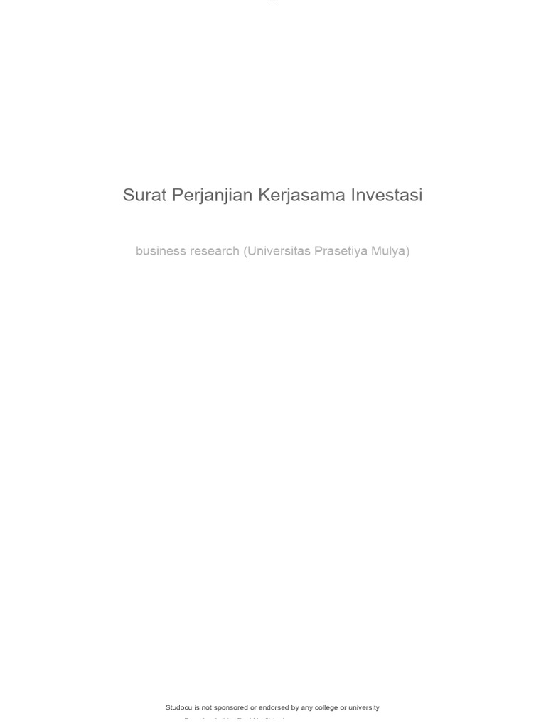 Surat Perjanjian Kerjasama Investasi Pdf