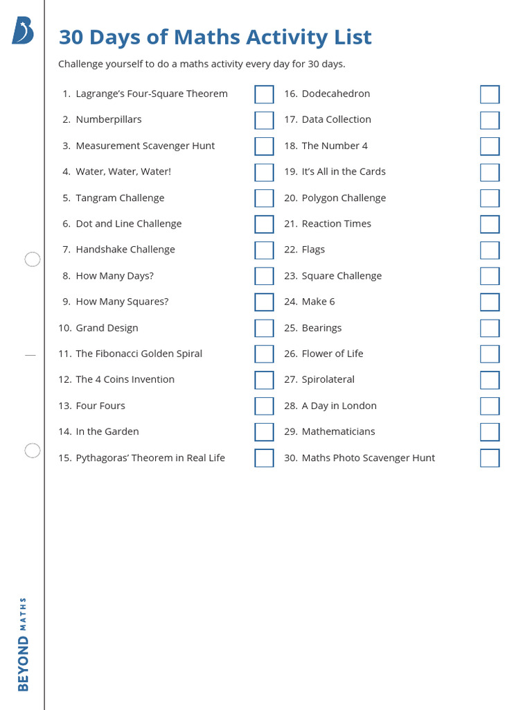 30-Day Maths Challenge for KS3 | PDF