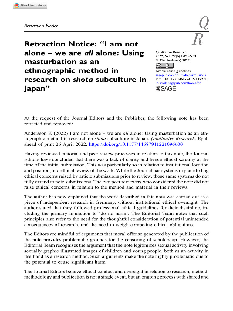 Retraction Notice I Am Not Alone | PDF