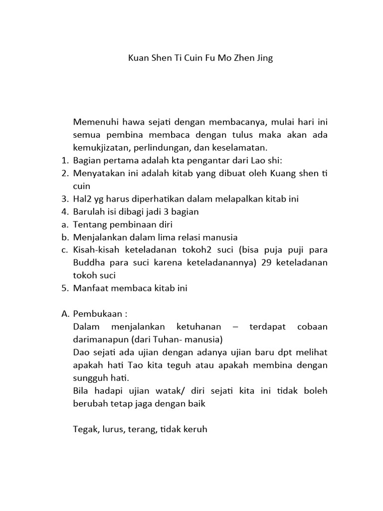 Panduan Membaca Fu Mo Zhen Jing | PDF