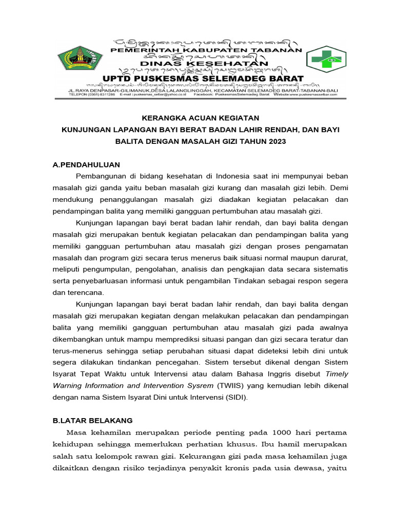 KAK Kunjungan Lapangan Ibu Hamil Kurang Energi Kronik, Anemia Dan Bumil ... KAK Kunjungan Lapangan Ibu Hamil Kurang Energi Kronik, Anemia Dan Bumil ...
