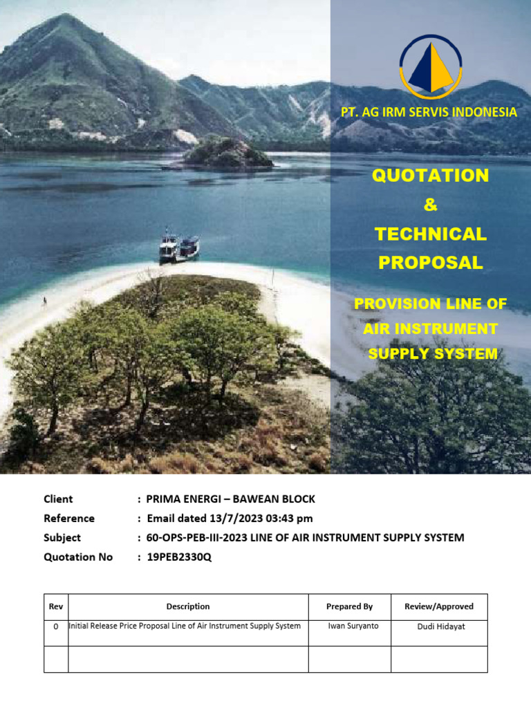 19PEB2330Q - Quotation - 60 Line of Air Instrument Supply System ...