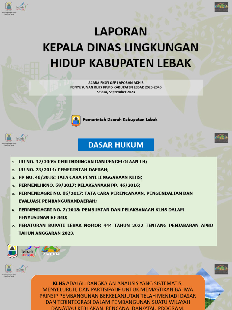 KLHS RPJPD Kabupaten Lebak 2025-2045 | PDF