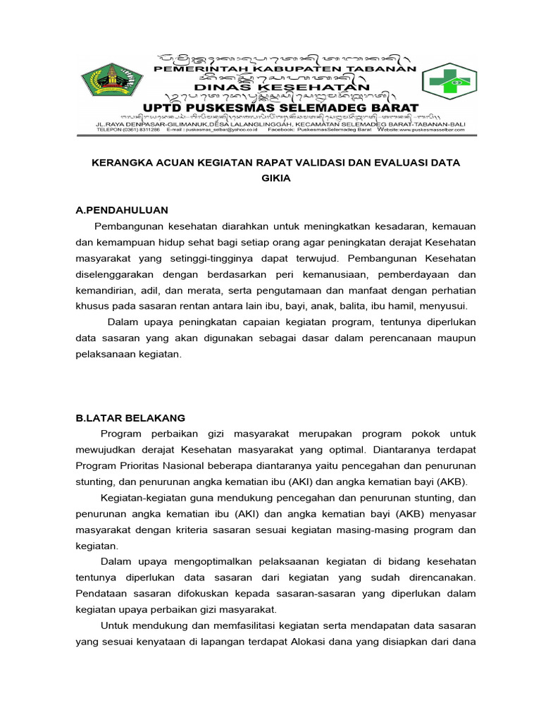 Kak Rapat Validasi Dan Evaluasi Data Gikia | PDF