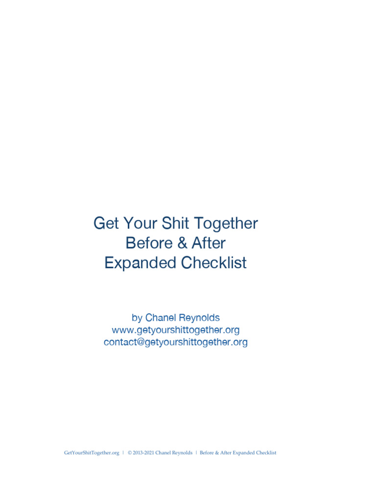 Get Your Shit Together Before After Expanded Checklist | PDF