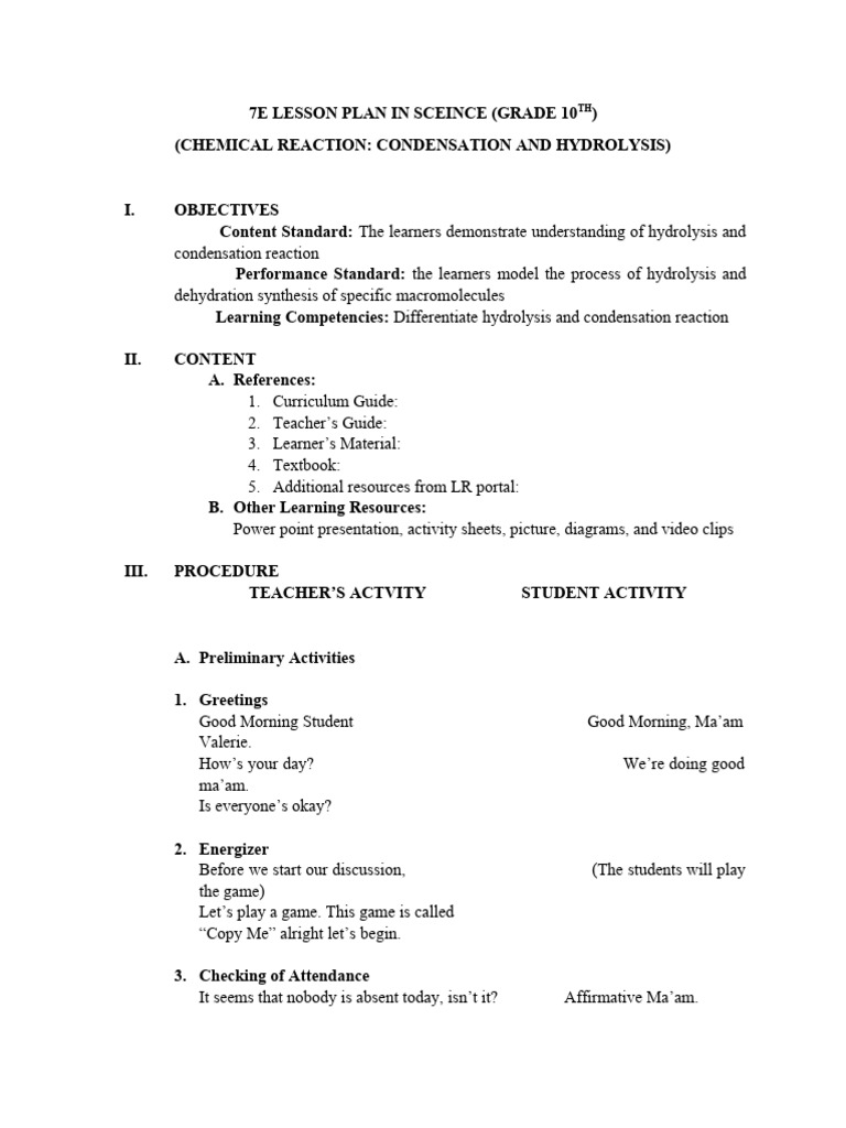 7e Lesson Plan in Sceince | PDF