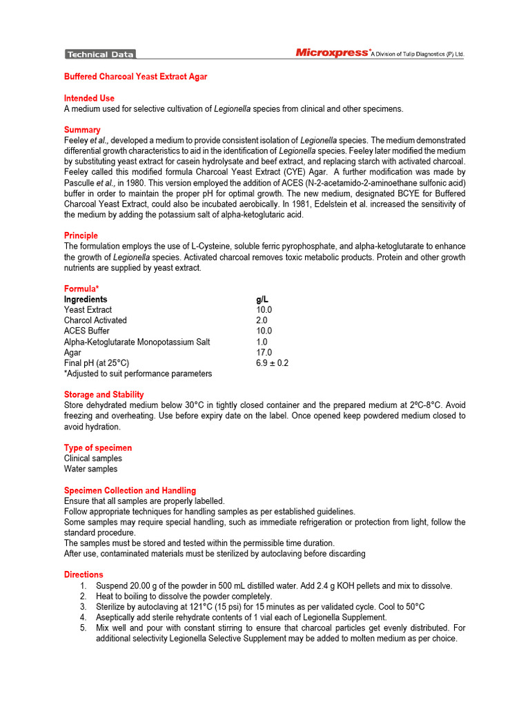 Buffered Charcoal Yeast Extract Agar Technicaldetails 27020230327. ...