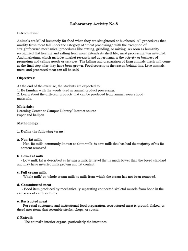 Animal Product Processing Guide | PDF | Meat | Milk