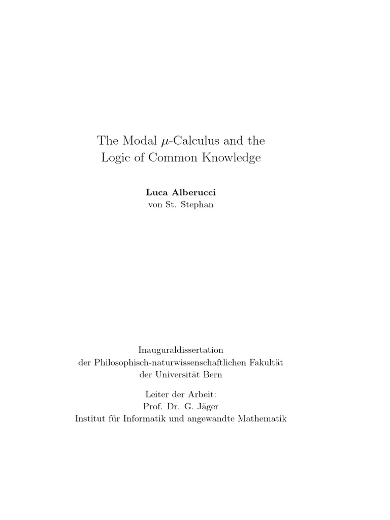 The Modal Calculus and The Logic of Co | PDF