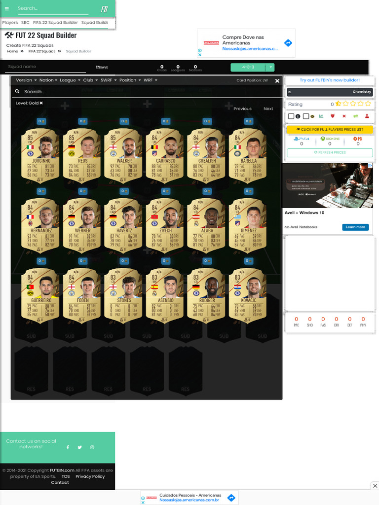 FIFA 22 Squad Builder Overview | PDF