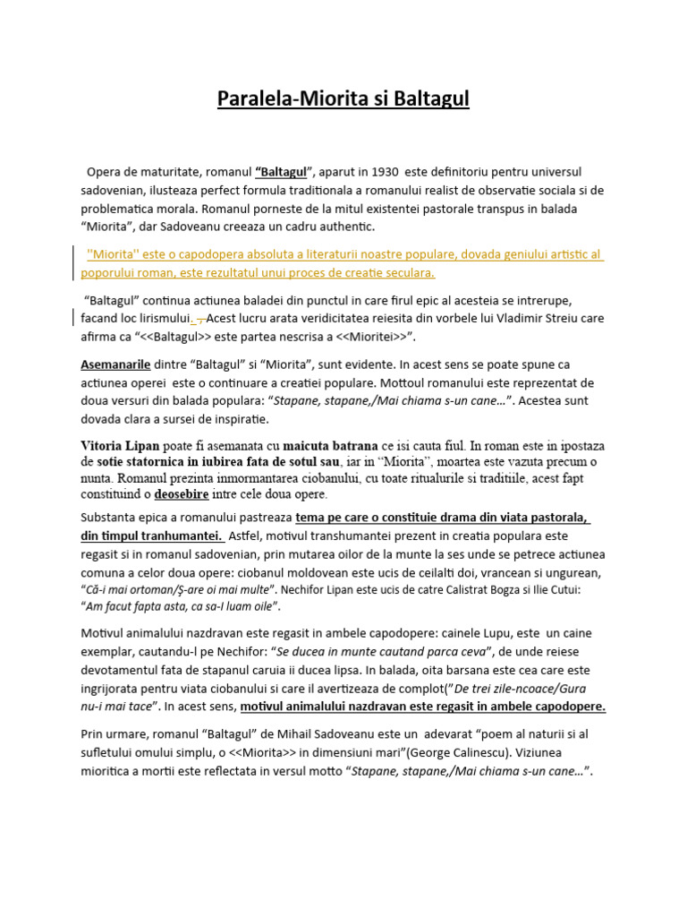 Paralela Miorita Si Baltagul Copy 5 | PDF