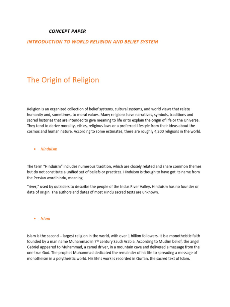 The Origin of Religion: Introduction To World Religion and Belief ...