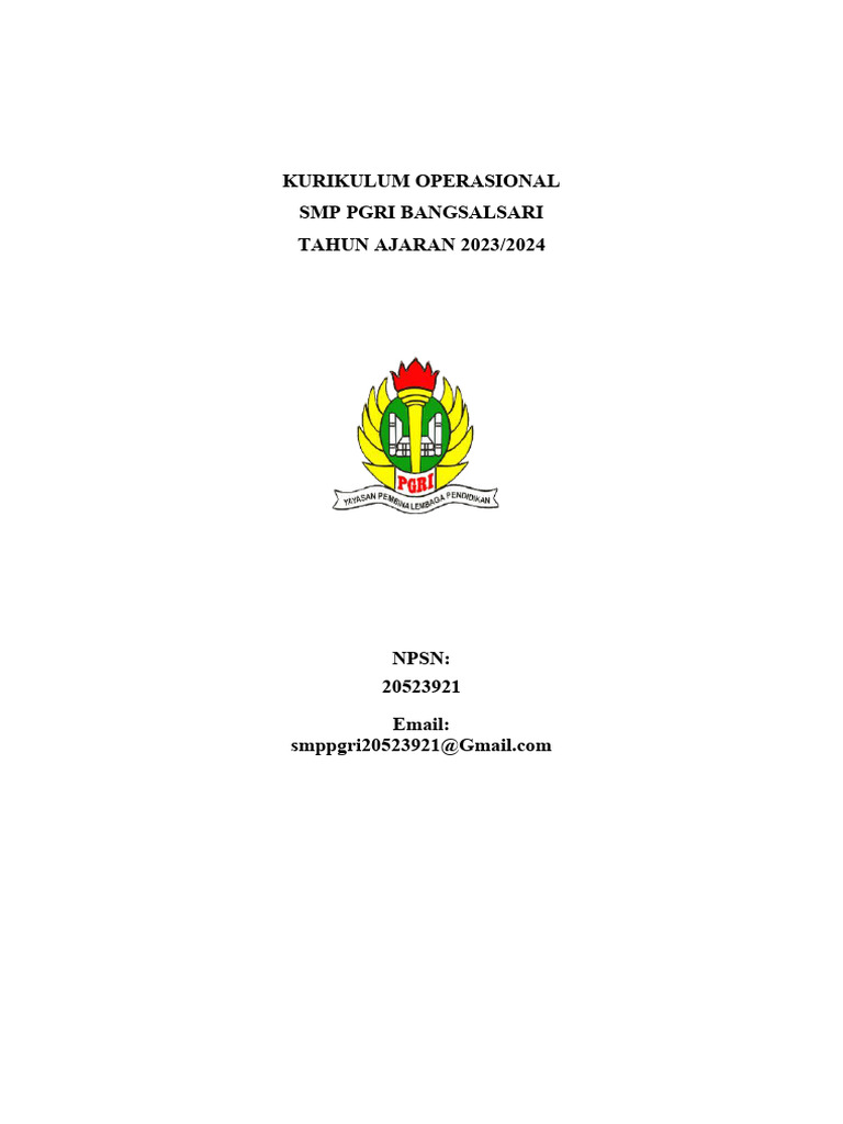 Kosp - KTSP PSP SMP Pgri 2023-2024 | PDF