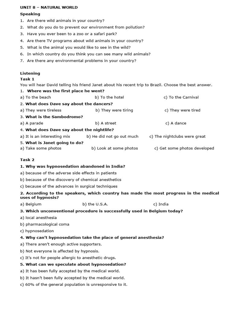 IELTS 1.01-Mindset-U8-WS | PDF | Fox | Predation