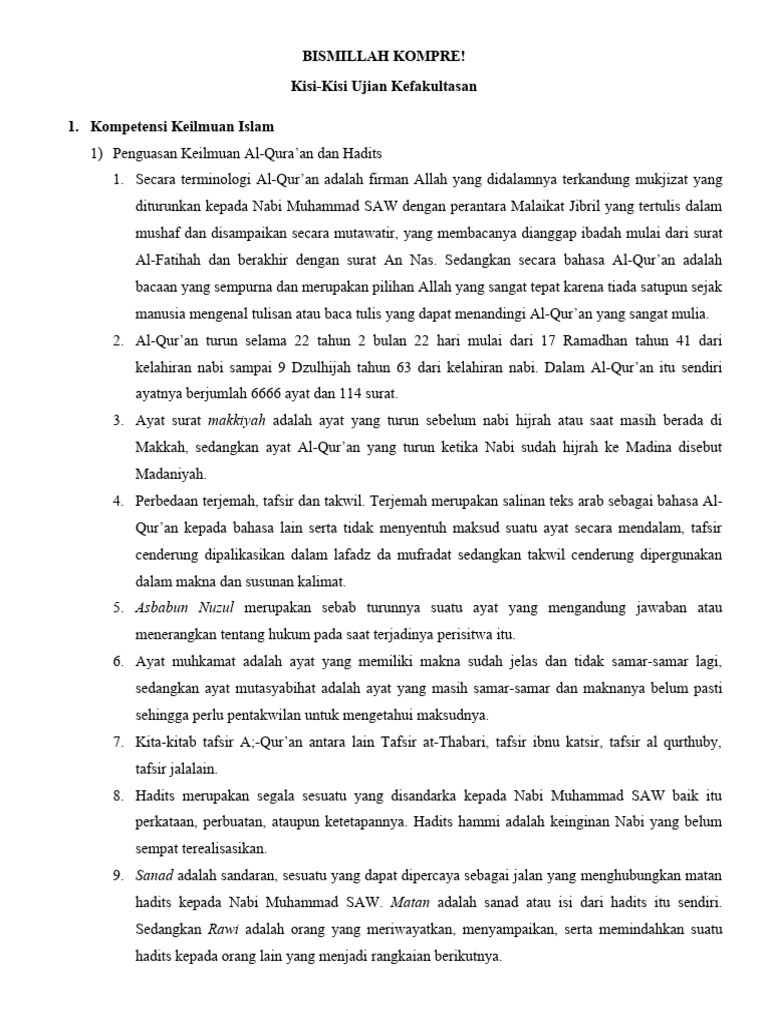 Kisi Kisi Kompre Mpi | PDF | Agama & Spiritualitas