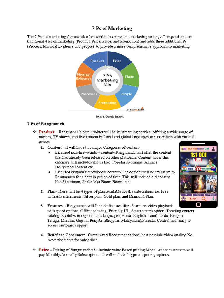 7 Ps of Marketing for Rangmanch Streaming | PDF | Computers