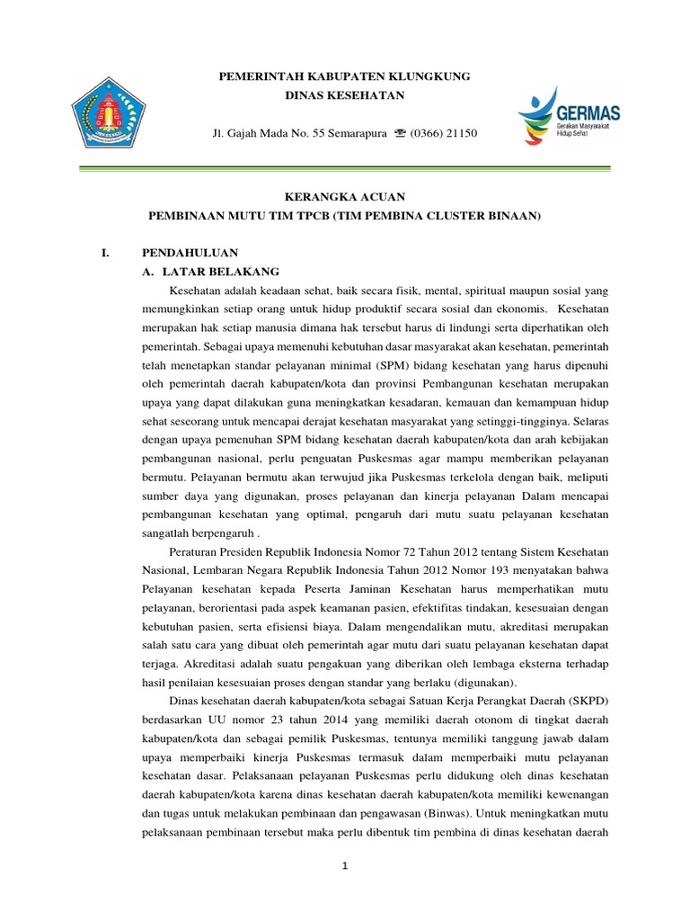 Pembinaan Mutu TPCB Klungkung | PDF