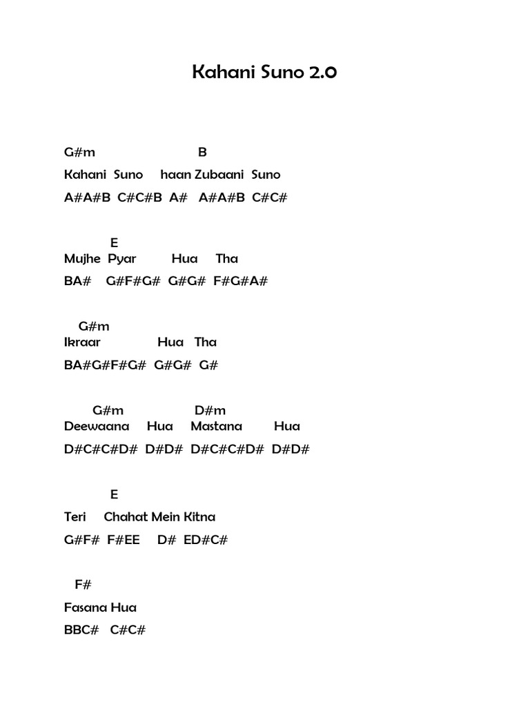 Kahani Suno 2.0 Notations | PDF