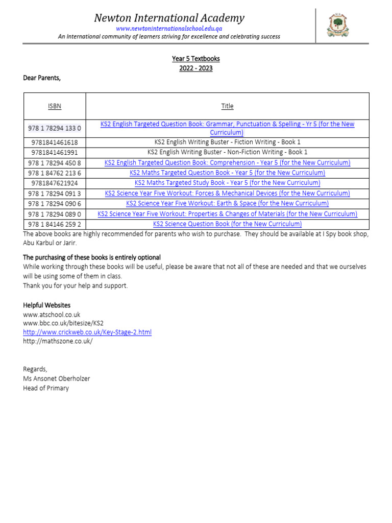 Year 5 Text Books | PDF