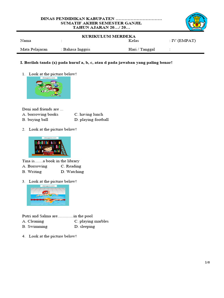 Soal Bahasa Inggris KLS 4 | PDF