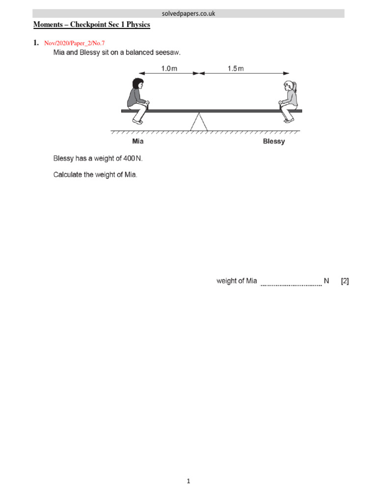 2022 17 Moments Checkpoint - Sec - 1 Physics | PDF | Home & Garden
