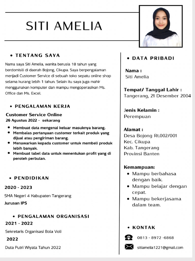 CV Siti Amelia | PDF