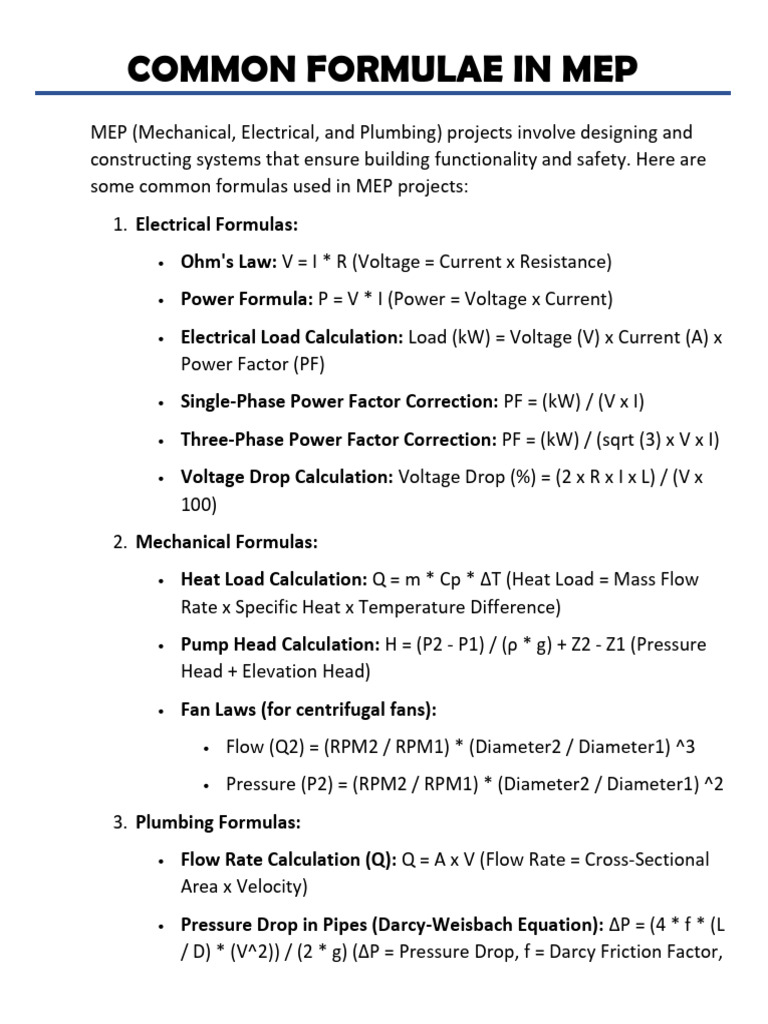 002 Knowledge 01 Mep 02 Formulae 02 | PDF | Science & Mathematics