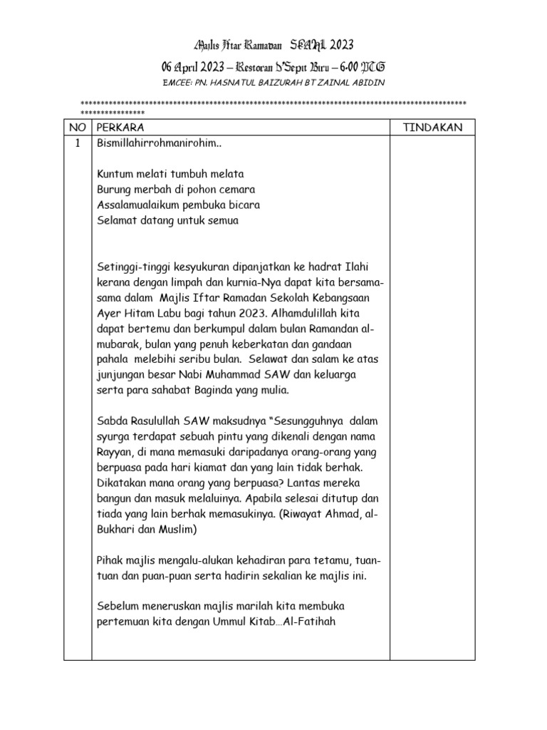 Iftar Ramadan SKAHL 2023 di D'Sepit Biru | PDF