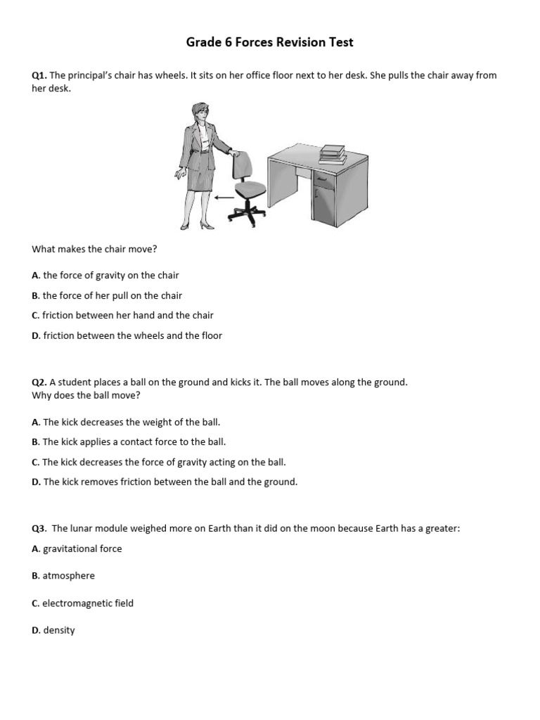 g6 Forces Revision Questions | PDF | Force | Gravity
