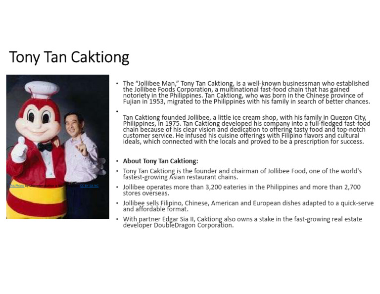 Tony Tan Caktiong: by Unknown Author Is Licensed Under | PDF | Cuisine ...