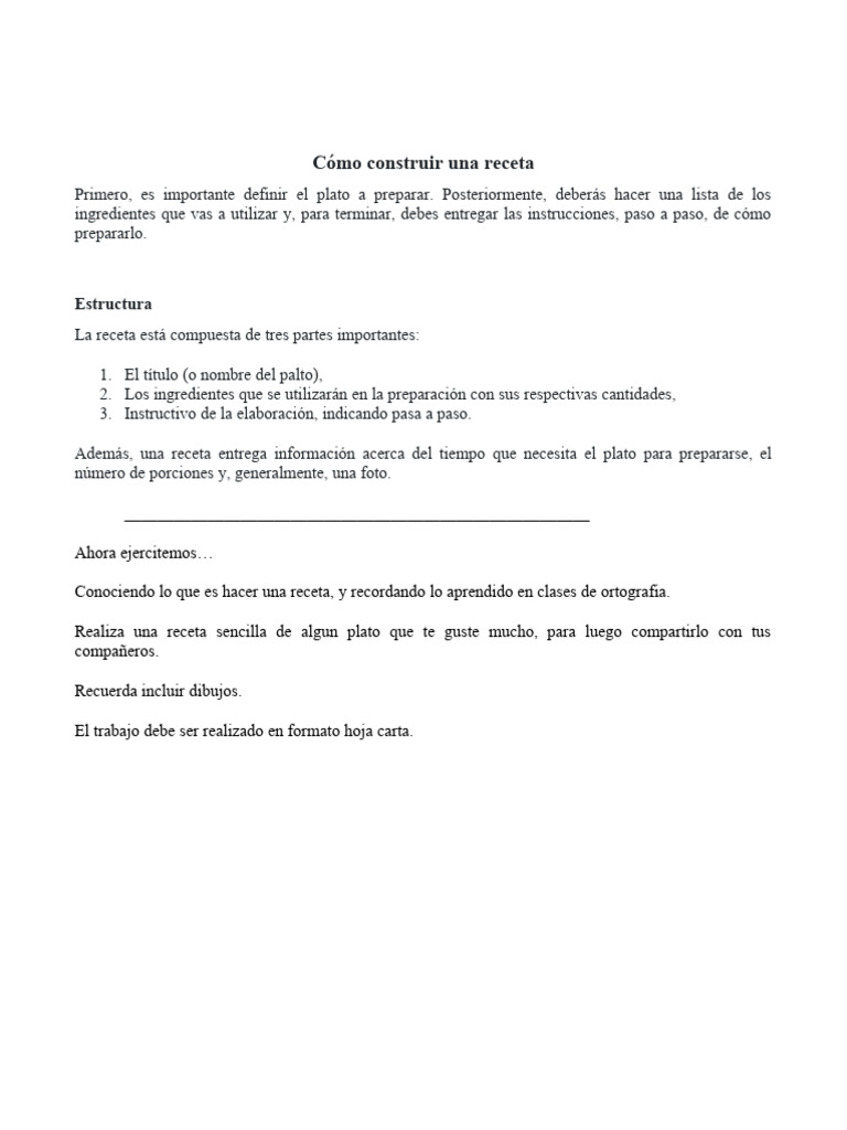 Cómo construir una receta sencilla | PDF