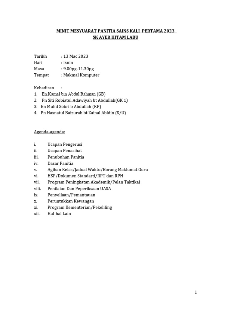 Minit Mesy 1 2023 | PDF