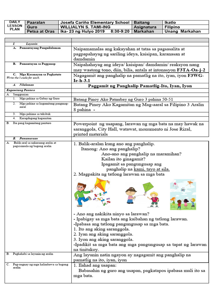 COT DEMO SA FILIPINO First | PDF