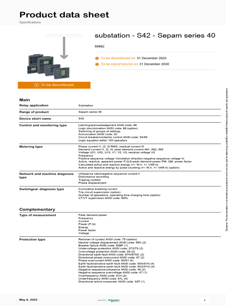 Sepam Series 40 - 59682 | PDF | Electrical Substation | Physical Quantities