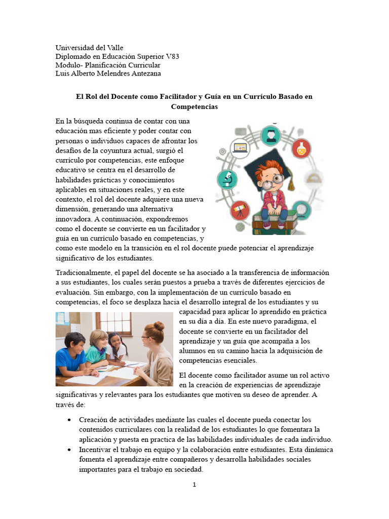 El Rol Del Docente | PDF | Plan de estudios | Enseñando