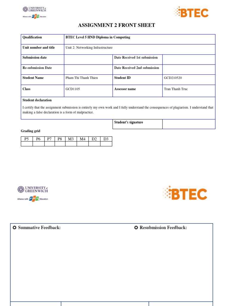 7393 - GCD1105 - ASM2 - Pham Thi Thanh Thien - GCD210520. | PDF | Ip Address | Computer Network